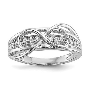 IceCarats 925 Sterling Silver Cubic Zirconia CZ Infinity Twisted Love Knot Symbol Woven Crisscross Band Statement Ring Size 7