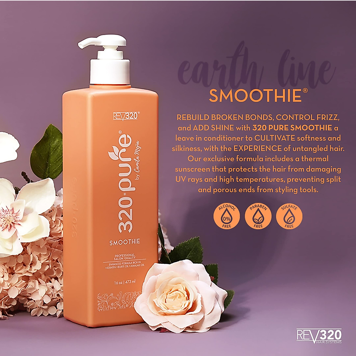 Rev320 320 Pure Smoothie - Leave In Conditioner - Pure Extracts - Frizz Control Lock In Moisture (16oz)