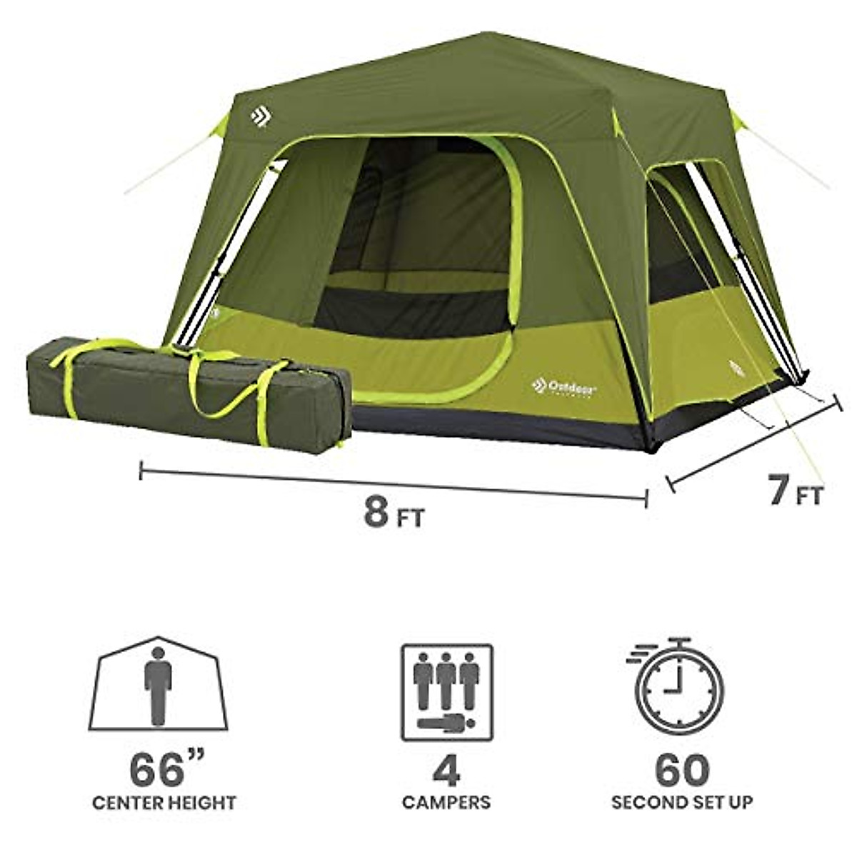 Outdoor Products Camping Tent - Instant Cabin Tent Easy Pop Up | 4 Person Tent | Best Family Tent for Camping, Hiking, & Backpacking