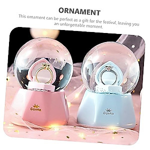 Garneck Romantic Crystal Ball Rings for Kids Snow Globes for Kids Table top Decor LED Rainbow Snow Lights Glitter Snow Globes Childrens Room Decor Crystal Ball Gift Musical Ring Ball Glass