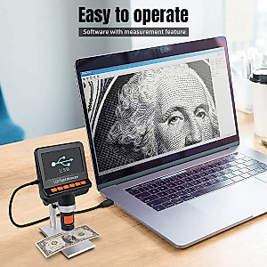 LCD Digital Microscope with Polarizer, HD Output 12MP Digital 1200x Magnification for SMD Soldering Work Jewelers Coins Collection