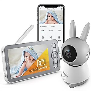 Codnida Baby Monitor with Camera and Audio,Video Baby Monitor with 5" Color Display,1080P Baby Camera,VOX Mode,4X Zoom,1000ft Transmission,Lullabies