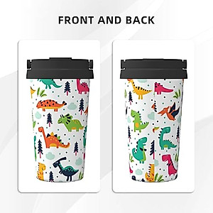 WANGXUEE Colorful Dinosaurs1 Print 500ml Stainless Steel Travel Tumbler Double Wall Vacuum Insulated Coffee Mug