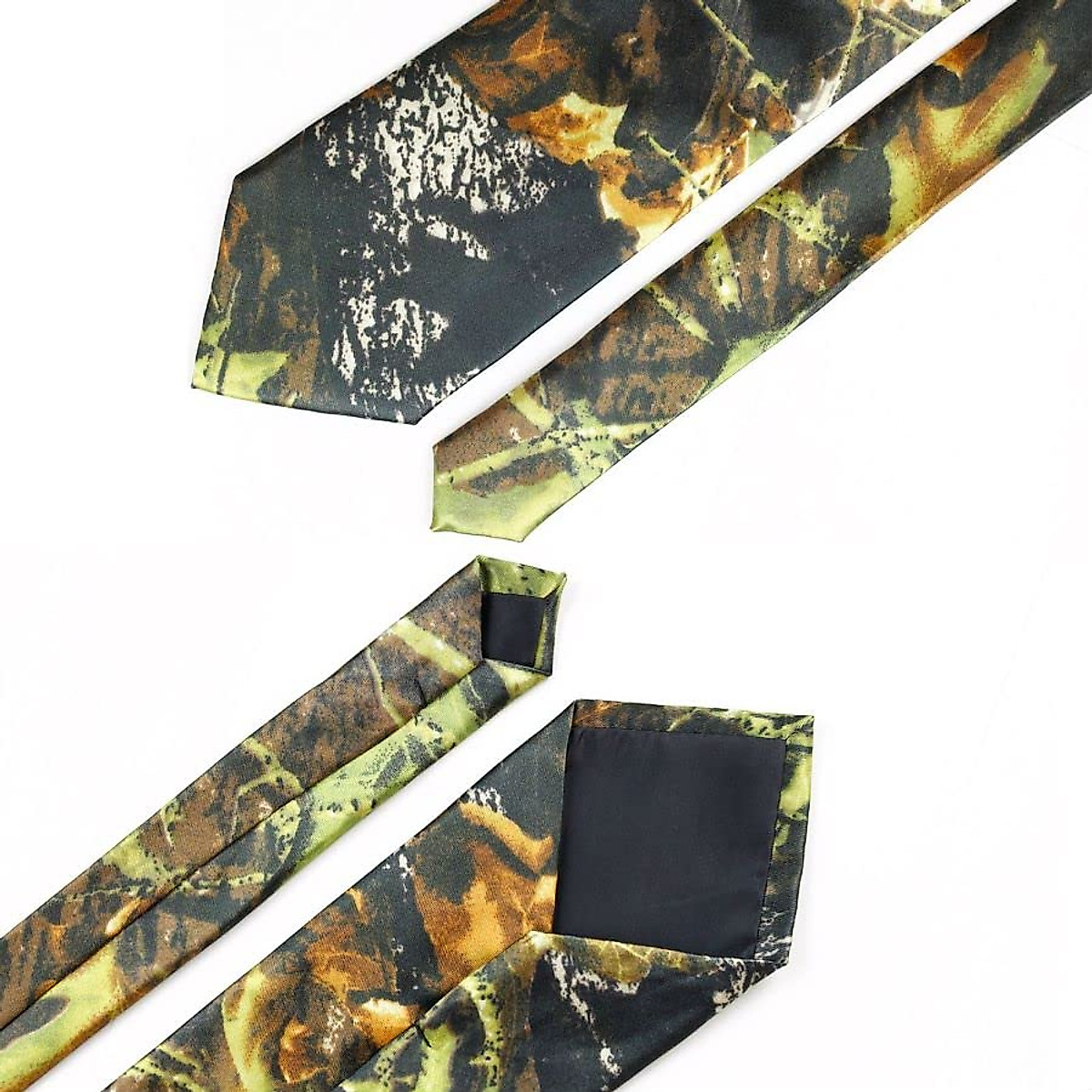 GSQWAHS Mens Ties Hunter Green Tie Dark Camo Army Green Ties for Men Camouflage Necktie Wedding Hunting Dress Oak Neck Tie Forest Men's Neckties