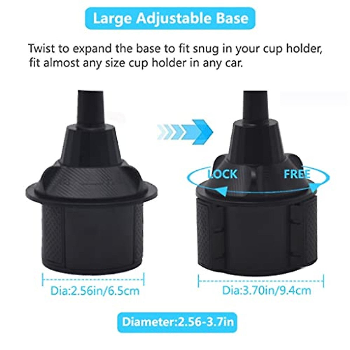 CZDYUF 360 Degree SUV Truck Car Cup Holder Mobile Phone Mount Adjustable Angle Stand Cradle for 3.5-6.7" Cellphone