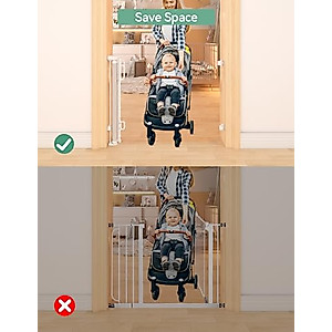 Momcozy Baby Gate, Auto Lock Retractable Baby Gate or Dog Gate, 【Auto Lock】33” Tall, Extends to 55” Wide, Mesh Safety Baby Gate for Stairs, Indoor, Outdoor, Doorways, Hallways