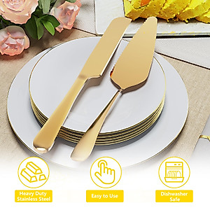 GWHOLE Gold Wedding Cake Cutting Set, Wedding Cake Cutter Set, Cake Knife and Server Set for Wedding Pie Spatula Birthday Cake Anniversary Christmas Gift