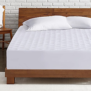 Karin Maki Quilted Fitted Twin Mattress Pad - Elastic Fitted Upto 15” Deep Pocket Mattress Protector Cooling Breathable Fluffy Soft Bed Mattress Cover - Machine Washable Mattress Topper