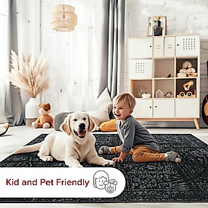 nuLOOM Arlena Vintage Traditional Area Rug - 5x8 Area Rug Modern/Contemporary Black/Grey Rugs for Living Room Bedroom Dining Room Kitchen