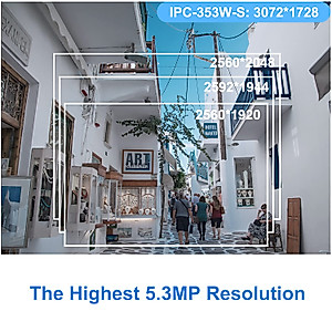 Anpviz 5MP Security IP Dome PoE Camera with Mic/Audio, 5.3MP (3072 * 1728) Turret Outdoor Camera, 98ft NightVision, 2.8mm Lens, IP67 Weatherproof, SD Recording (256GB), White (IPC-D353W-S)