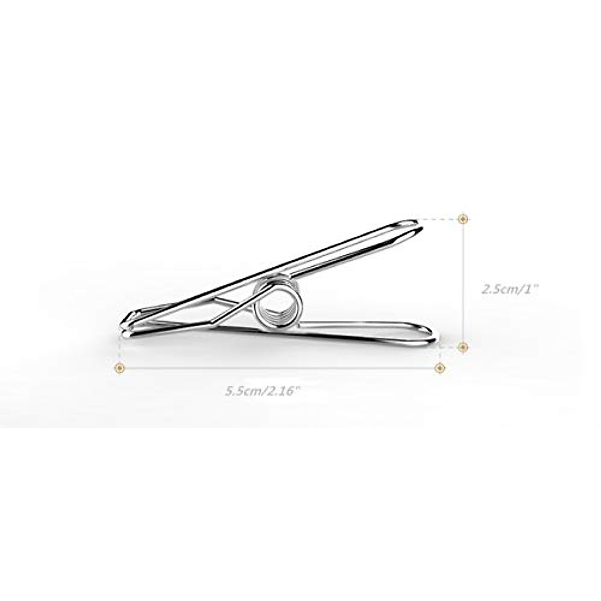 Clothes Pins 40 Pack Stainless Steel Clothesline Clips 2.2" ClothesPins Outdoor Indoor Laundry Drying Piece Clothesline Pins for Home and Office Fastener