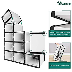 YITAHOME XL Shoe Storage Box, Set of 12 Shoe Storage Organizers Stackable Shoe Storage Box Rack Containers Drawers - X-Large Size