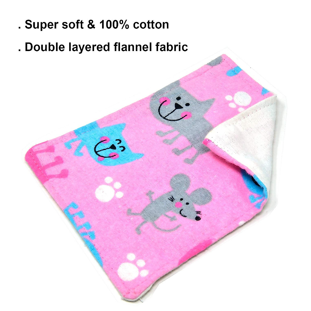 Wonder Care - Flannel Baby Wipes Reusable and Washable 5"x 7" Inches- Biodegradable Compostable Vegan Registered Plastic Free Baby Wet Wipes 2 Layers 100% Cotton- Assorted Color Prints (40 pc)