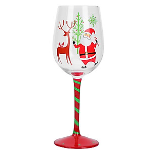 Angoily Christmas Wine Glasses with Stem, Santa Claus and Elk Glass Christmas Wine Goblets Cups for Home Bar and Nightclub, Christmas Cocktails Glasses Goblet for Xmas Holiday Wineglass Gift