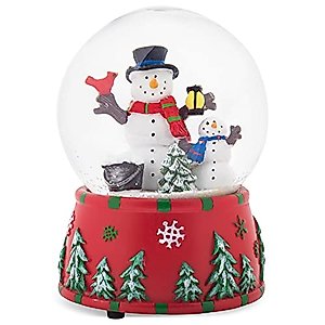 Elanze Designs Cardinal 100 MM Christmas Snow Globe Plays Frosty The Snowman