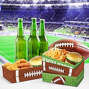 50 Pieces Paper Food Trays with Football Style Disposable Movie Night Snack Boxes Bowls Movie Theater Drink Popcorn Nacho Holder Food Serving Boats for Kids Movie Night Supplies Birthday Party