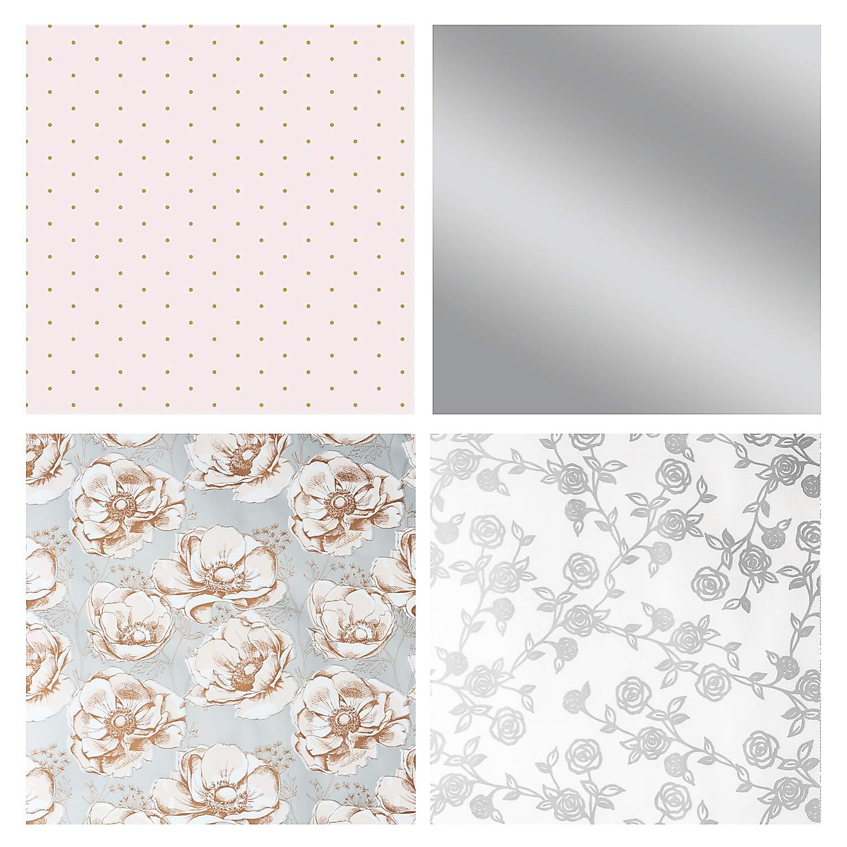 WRAPAHOLIC Wrapping Paper Roll - Elegant Floral and Lace Printed for Wedding, Birthday, Holiday, Party, Baby Shower - 4 Rolls - 30 Inch X 120 Inch Per Roll