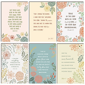Better Office Products 50 Pack Inspirational Christian Greeting Cards with Envelopes, 6 Bible Verses, 6 Designs, 4x6 Inch, Scripture Notecards for All Occasions,(Floral Harvest)