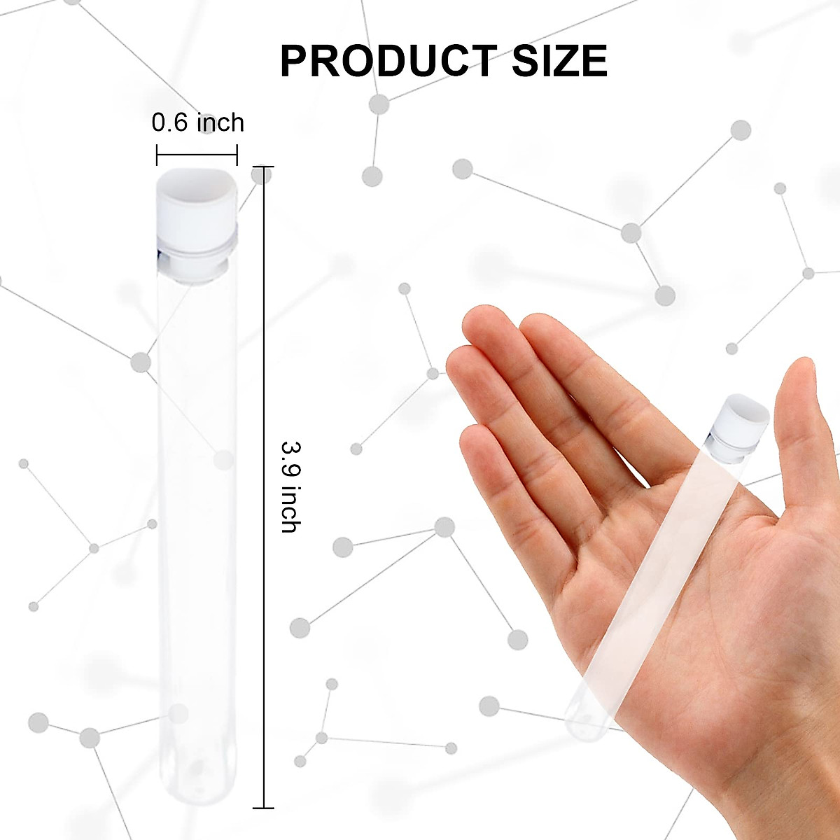 Merkunis 250 Pcs Test Tubes Clear Plastic Test Tubes with Caps 16 x 100 mm (10 ml) Test Lab Tubes for Scientific Experiments, Scientific Themed Party Supplies, Plant Propagation, Spice Seed