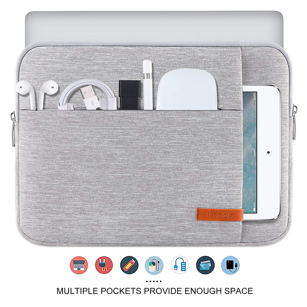 Lacdo Chromebook Case 11 Inch Laptop Sleeve for 11 Inch Acer HP Lenovo Dell Samsung ASUS Chromebook Spin 3 11, 13 inch New Surface Pro 11 Copilot+PC / 10 9 8 X, 11.6" MacBook Air Computer Bag, Gray