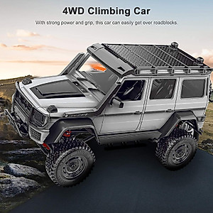 FMTStore R/C MN-86S | Upgrade Version 4WD 1/12 2.4G Remote Control Big G500 RC Car Rock Crawler Climbing Off Road Truck with Headlight RTR Vehicle Models for Kids and Adults - Matt Grey