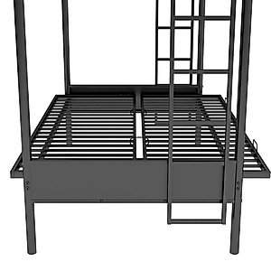 SOFTSEA Twin Over Full Metal Bunk Bed Industrial Style Twin Over Futon Bunk Bed for Kids (Futon Bunk)