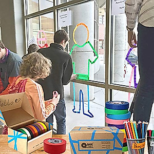 Masking Tape Dispenser by BAM! Tape | Includes 10 Rolls Colored Maker Tape, 1” x 60 Yard, 600 Total Yards | Arts and Crafts Supplies | Multi-Use Labeling, Education, Office, Home, Classroom