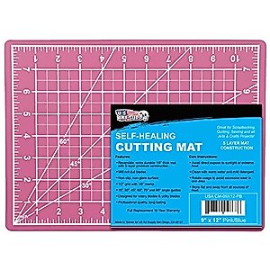 US Art Supply 9" x 12" Pink/Blue Professional Self Healing 5-Ply Double Sided Durable Non-Slip Cutting Mat Great for Scrapbooking, Quilting, Sewing and all Arts & Crafts Projects