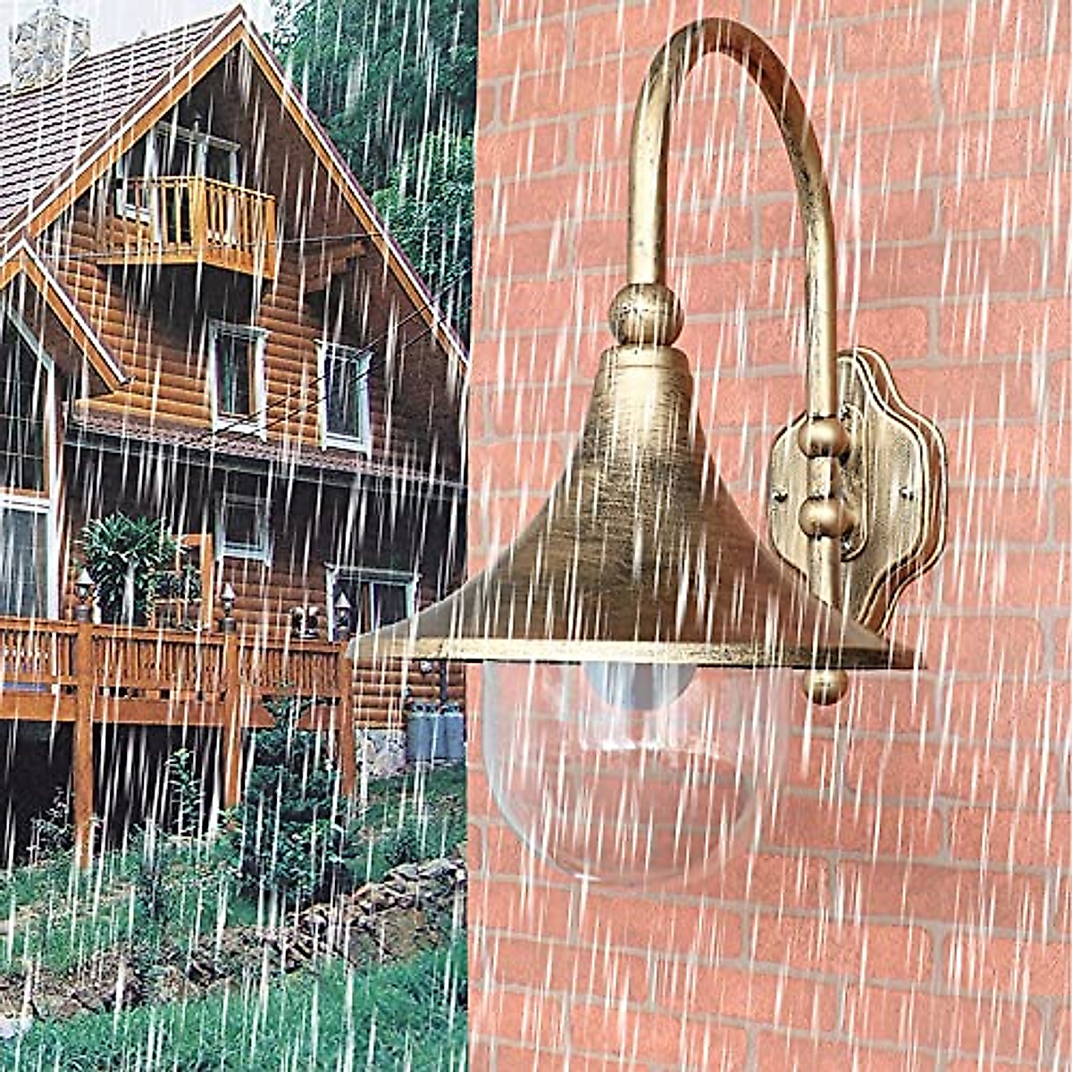 TEmkin Retro Industrial Minimalism Sconce Wall Lamp Bronze Outdoor Aluminum Horn Cover Waterproof Wall Lights LED Used for Courtyard Gate Wall Park Wall Lighting