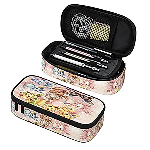 Ee-Vee Pencil Case Big Capacity Pen Bag Stationery Bags Portable Storage Bag Makeup Case for School Office Home, Black