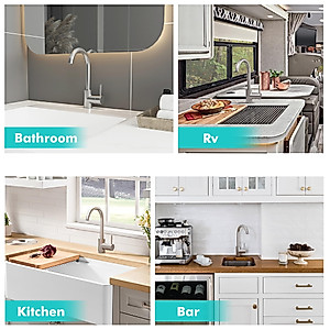 GIMILI Bar Sink Faucet, Brushed Nickel Bar Faucet Single Hole, Modern Prep Wet Small Faucet for Kitchen Farmhouse RV Camper Outdoor Utility Bathroom