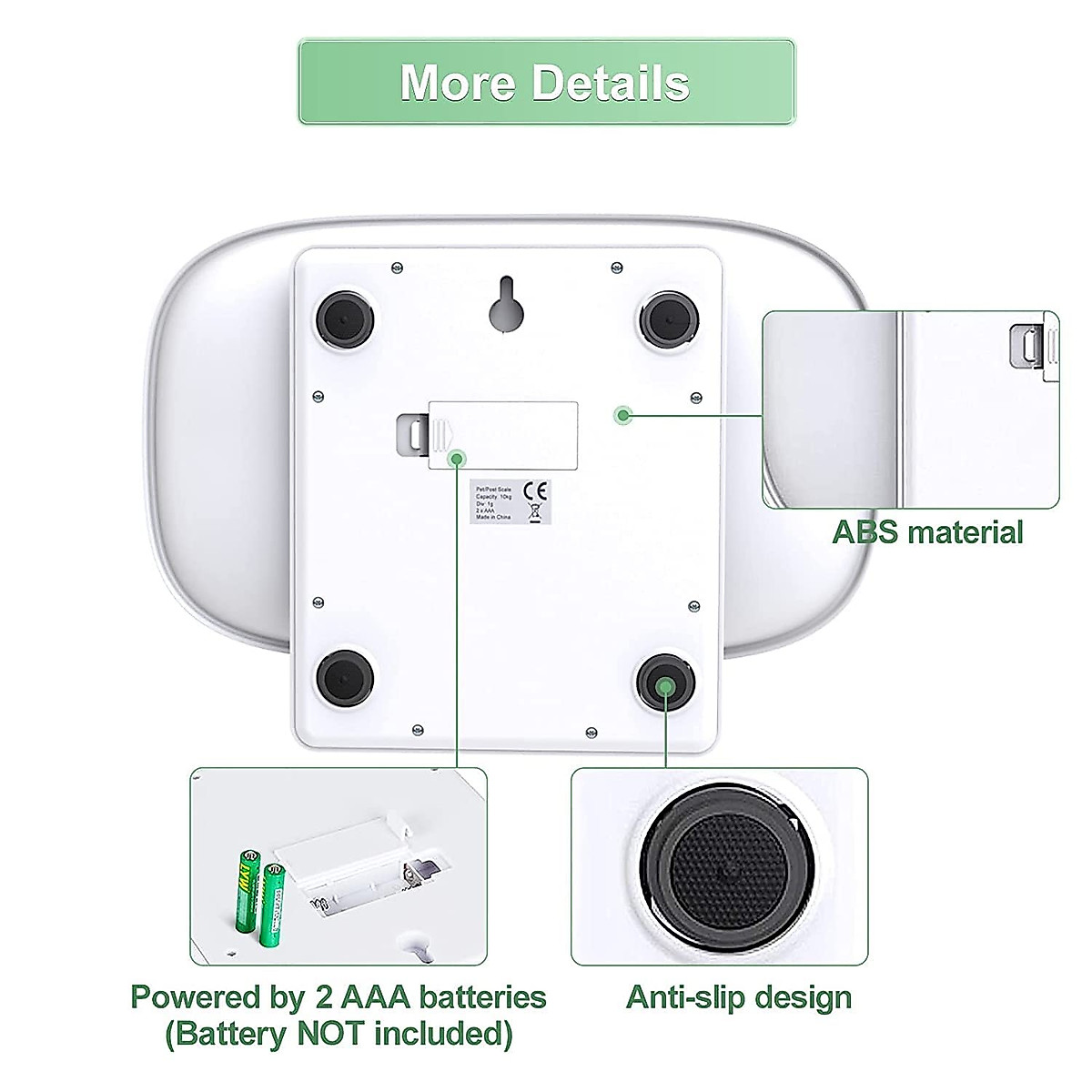 YTCYKJ Digital Pet Scale, Multi-Function LCD Scale Digital Weight with Height Tray Measure Accurately, Perfect for Puppy/Kitty/Hamster/Hedgehog/Food, Capacity up to 22 lb, Length 11inch