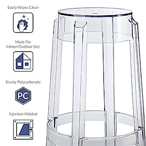 Modway Casper Modern Acrylic Bar Stool in Clear - Fully Assembled