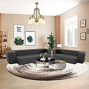 MAX WOTU 75" L Folding Sofa Bed Couch Memory Foam Futon Out Couch with Washable Cover for Sleeper Chair Convertible Guest Bed Full Size, Dark Grey for Living Room/Dorm/Guest Room/Apartment
