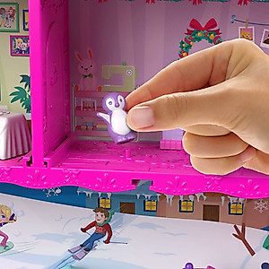 Polly Pocket Advent Calendar, Winter House Design, 25 Surprises Including 2 Micro Dolls, 3 Animal Figures, Furniture & Accessories