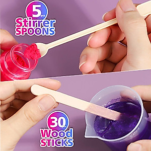 LEOBRO 24 PCS 100ml Resin Measuring Cups with 35PCS Mixing Sticks, Graduated Epoxy Resin Mixing Cups, Small Beaker, Plastic Measuring Cup for Epoxy Resin, Paint, Art Craft, Soap Candle Tumbler Making