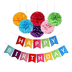 Fecedy Colorful Happy Birthday Banner Bunting