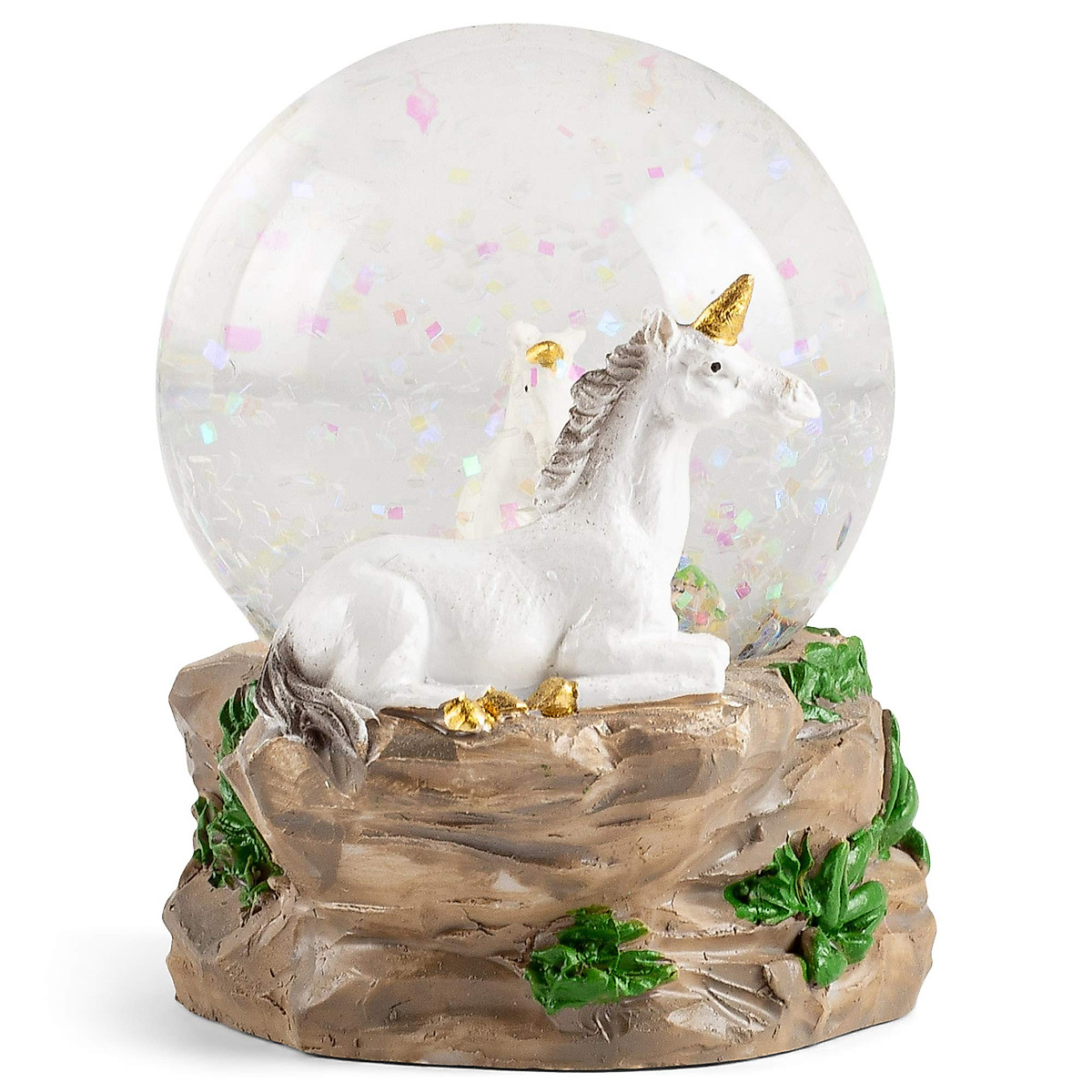 Elanze Designs Pretty Unicorns Fairy Tale Fantasy Horse Figurine Mini 45MM Sturdy Polyresin Princess Daughter Girls Glitter Water Snow Globe Tabletop Decoration