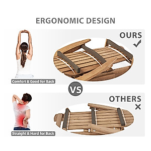 Outdoor Wooden Folding Adirondack Chair Set of 2 with Pre-Assembled BackRest, Wood Patio Chair for Garden Backyard Porch Pool Deck Firepit