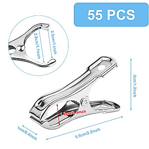 JULMELON Garden Clips, 55 PCS Stainless Steel Greenhouse Clamps Heavy Duty Greenhouse Clips Hoops with Large Open Strong Grip for Shade Cloth or Plant Cover Netting