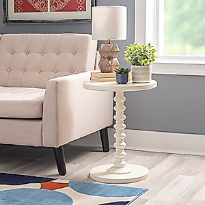 Powell White Tarkin Round Turned Spindle Pedestal Side Accent Table