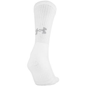 Under Armour Adult Training Cotton Crew Socks, Multipairs , White (6-Pairs) , Large