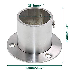 Stainless Steel Closet Rod Holder,ULIFESTAR Shower Curtain Rod Tension Rod Sockets Rod Flange Shelf Brackets,Heavy Duty Metal Shower Wardrobe Pole Holder Support,Brushed Finish 2 PCS (25mm/1'')