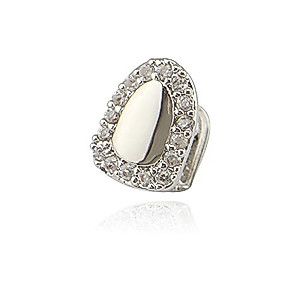 2PC 18K Gold Plated with Diamond Round Single Grillz Cap for Your Teeth Grillz Men Women Hip Hop Jewelry Gift