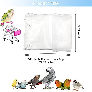Daoeny Universal Bird Cage Cover, Adjustable Parrot Nylon Airy Soft Mesh Net, Seed Feather Catcher, Birdcage Cover Skirt Sheer Guard for Parakeet Macaw Round Square Cages (White)