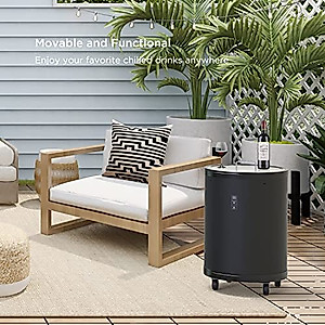 ADT 110V Indoor Outdoor Barrel Party Cooler Fridge 32 quart Single Zone Refrigerated Beverage Cooler With Wheels Suit for Ball Games Bars Party Travel