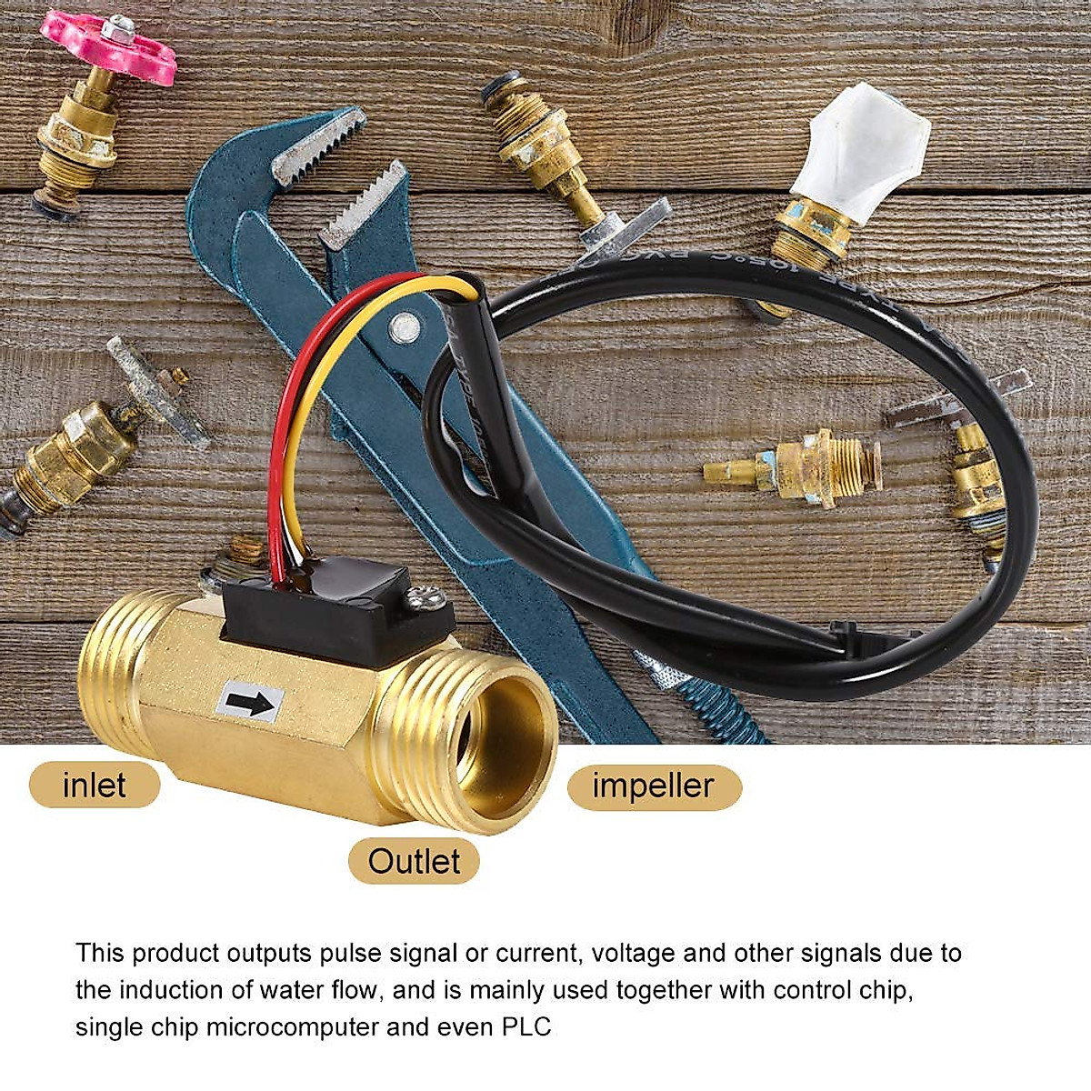 60mm G1/2" Copper Thread Hall Effect Liquid Water Flow Sensor Flowmeter Fluidmeter Liquid Water Flow Switch Meter 1-30L/min