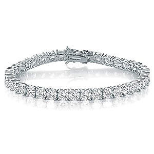 Gemsme 18K White Gold Plated Tennis Necklace/Bracelet/Earrings/Band Ring Sets Pack of 4 (10)