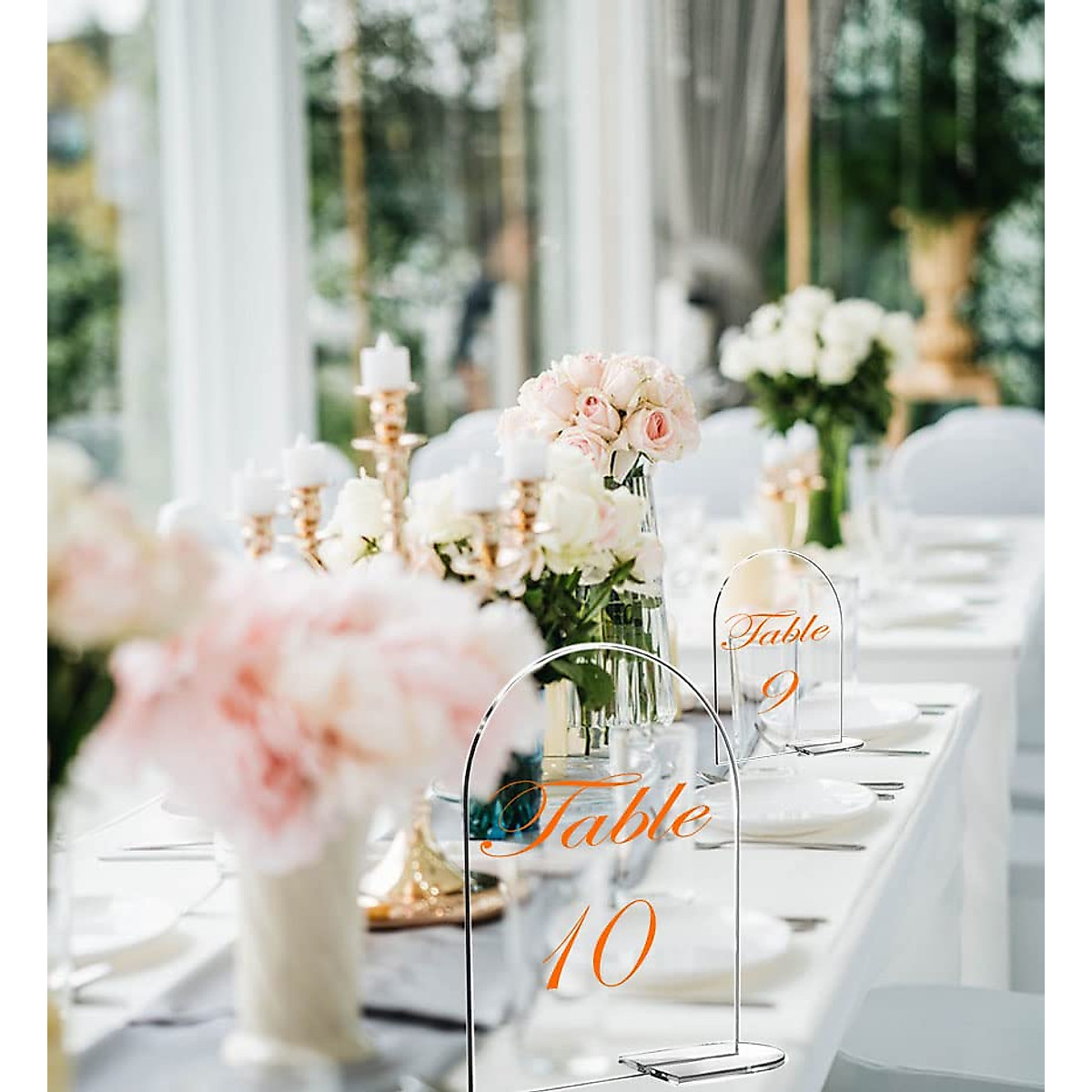 20 Sets Clear Arch Acrylic Sign with Stand Blank Arched Acrylic Table Numbers for Wedding Events Parties Decor (4 x 6 Inch)