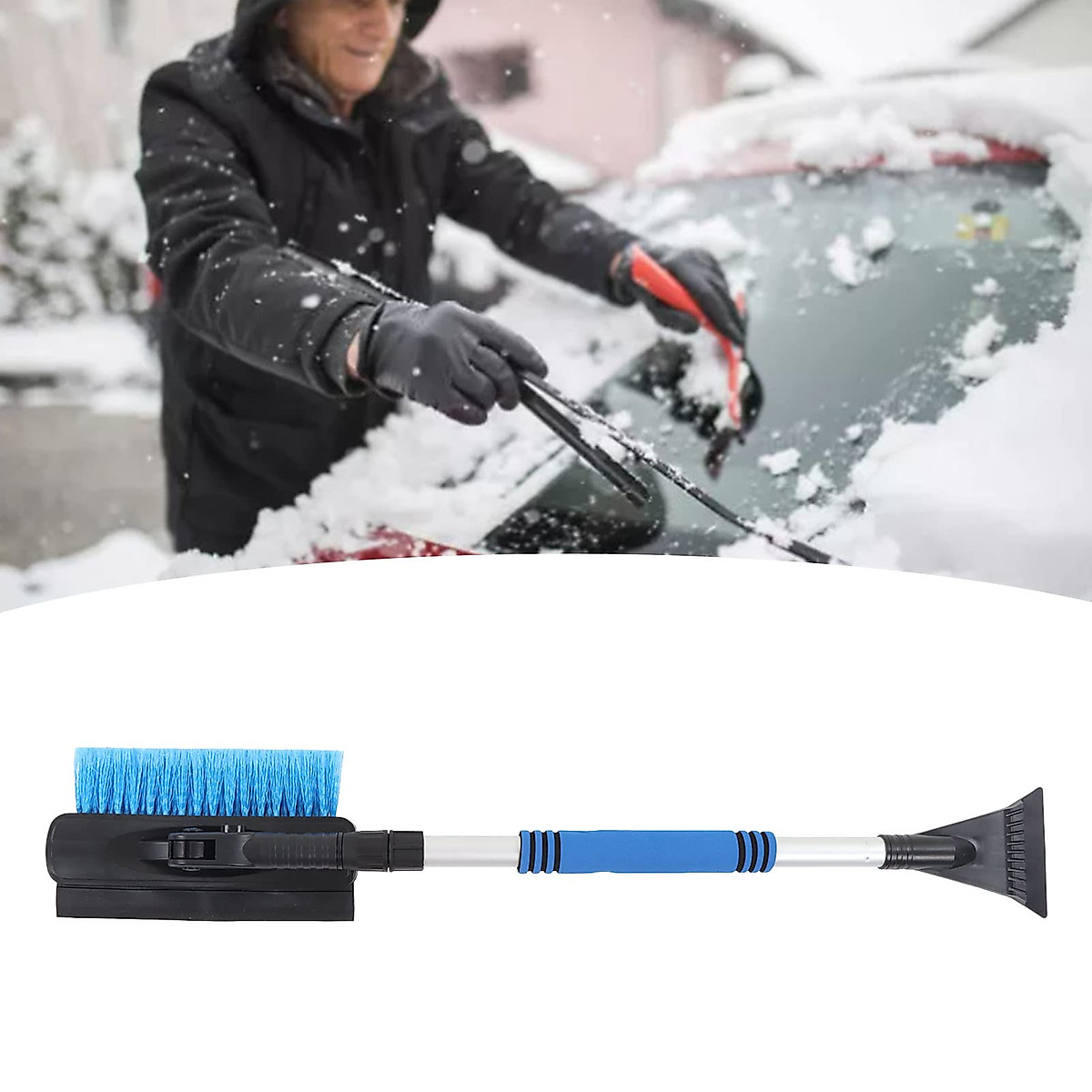 4 in 1 Aluminum Alloy Car Retractable Snow Brush and Ice Scraper